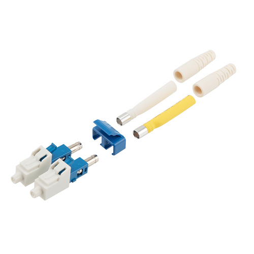Fiber Connector, LC Duplex, for 2.0mm SMF, Blue, Long boot w/ Unibody ...