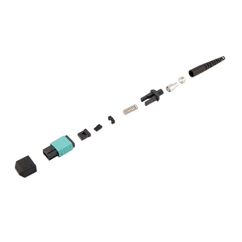 Fiber Connector, MPO Female, 12 Fiber, for 3.0mm MMF, Aqua
