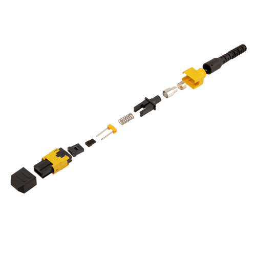 Fiber Connector, MPO Male, 12 Fiber, for 3.0mm SMF, Yellow, Pull boot ...