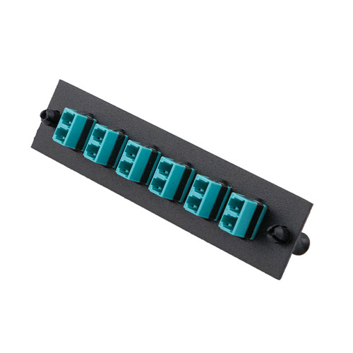 Fiber Adapter Panel LC Duplex 6 Aqua Connector, Black LGX style