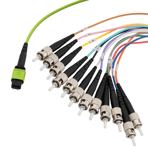 Fan-out Cable,MPO male to ST, 12 fibers,OM5 50/125um Multimode, OFNR ...