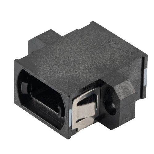 Fiber Optic Standard Coupler, MPO Type A, for MMF or SMF, w/ Flange, Black